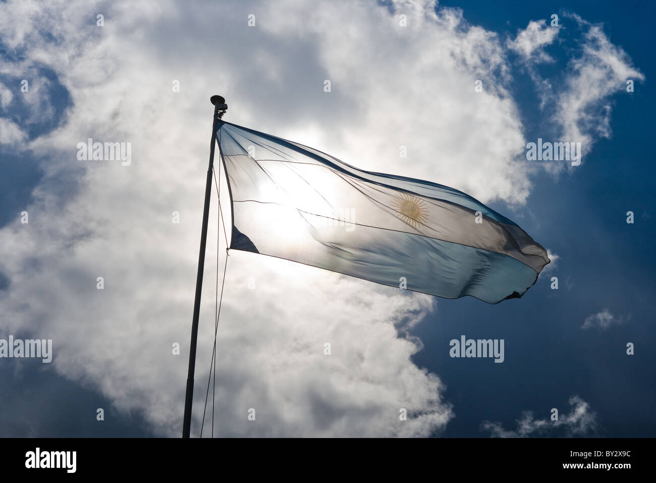 Argentine flag over Bariloche main square Stock Photo - Alamy