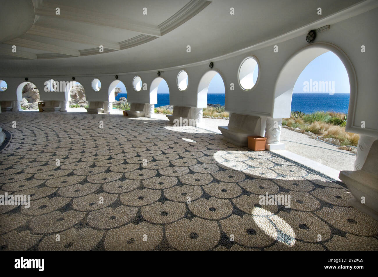 Kalithea Thermal Spa, Rhodes, the Rotunda with ornate pebble mosaic ...