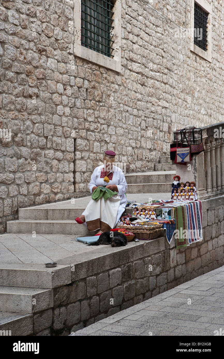 Local women in Dubrovnik embroidering souvenirs Stock Photo - Alamy