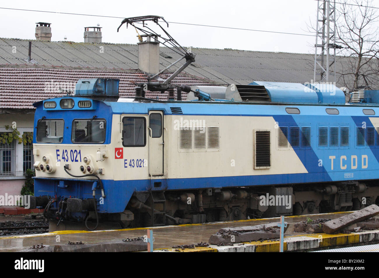 E 43000 electric locomotive in blue-white livery of the Turkish State ...