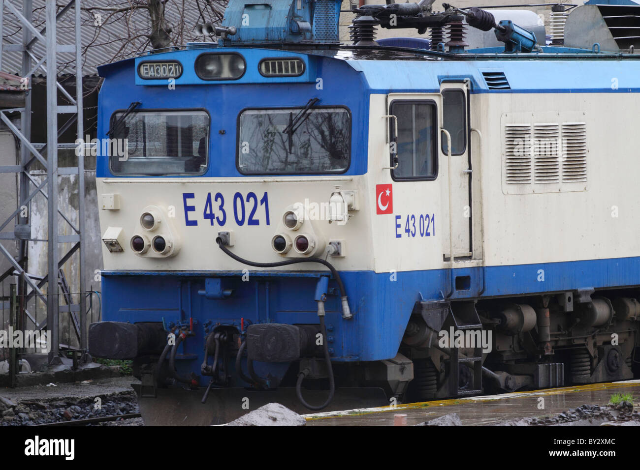 E 43000 electric locomotive in blue-white livery of the Turkish State ...