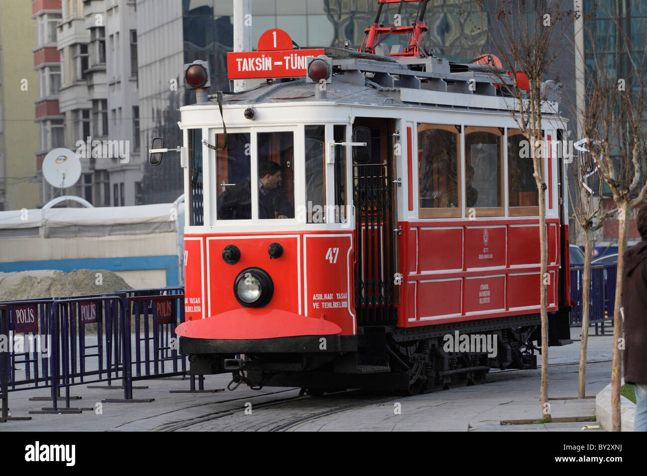 Red classic tramway in Istanbul Stock Photo - Alamy
