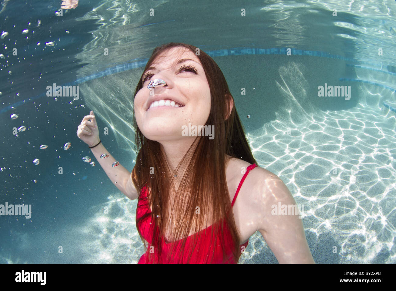 Girl in Pool Stock Photo - Alamy
