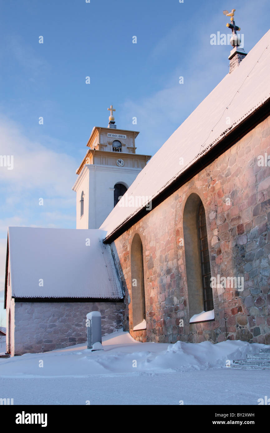 Church of the UNESCO World Heritage Site Gammelstad in deep snow ...
