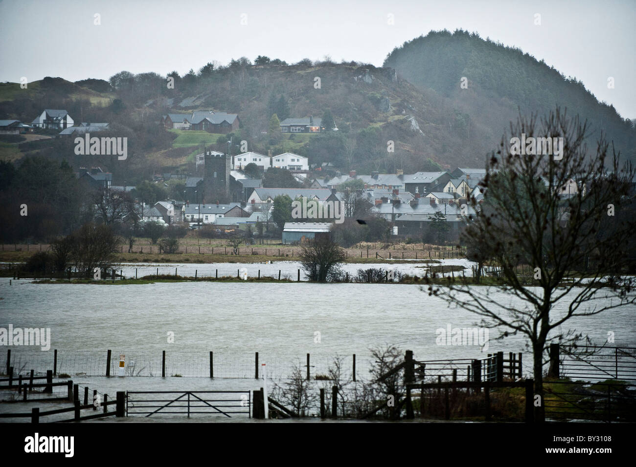 Flooding on the River Dyfi at Machynlleth, Powys, Mid wales UK Jan 15 ...