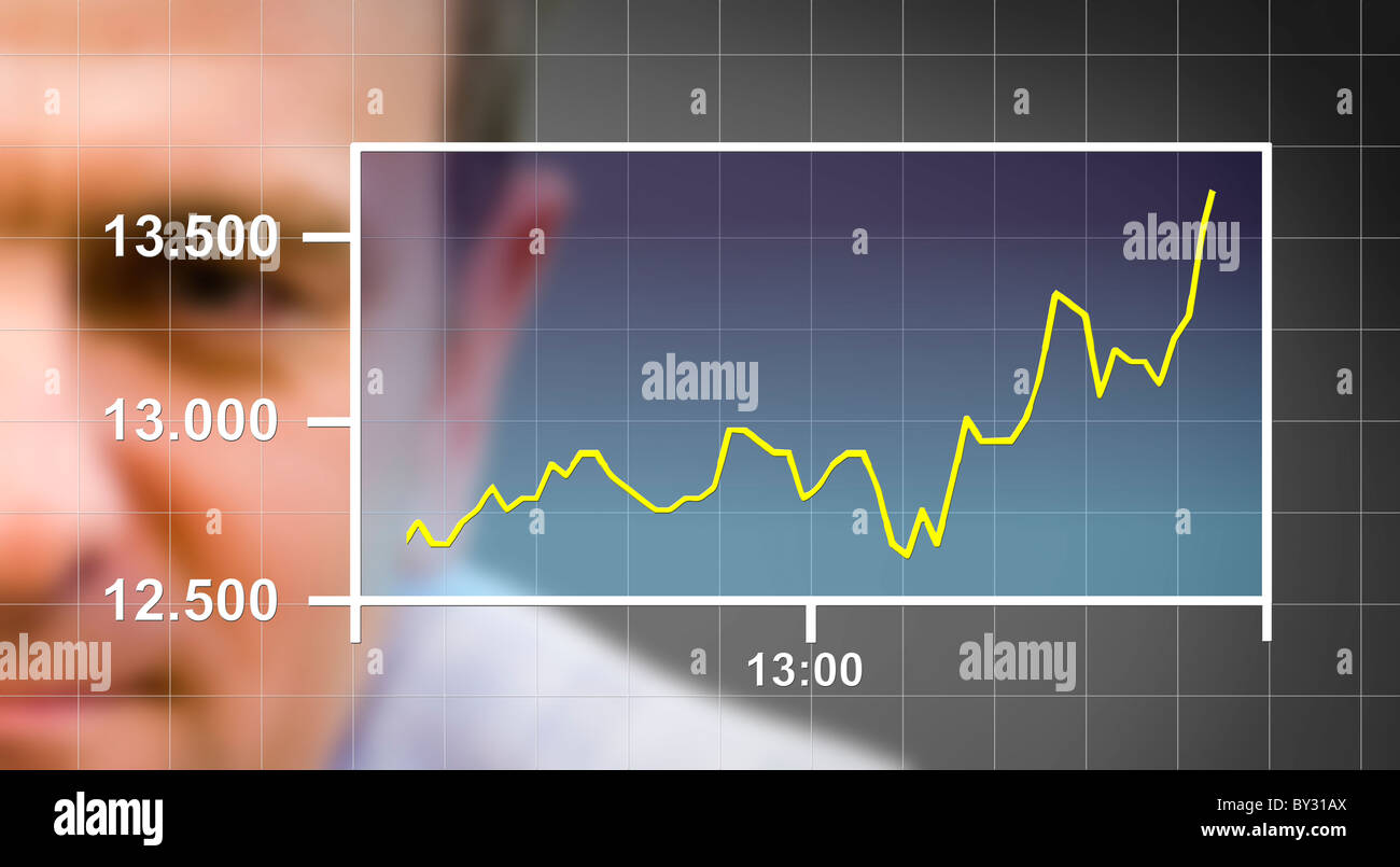 Business man watching the upward trend of a graphic chart Stock Photo ...