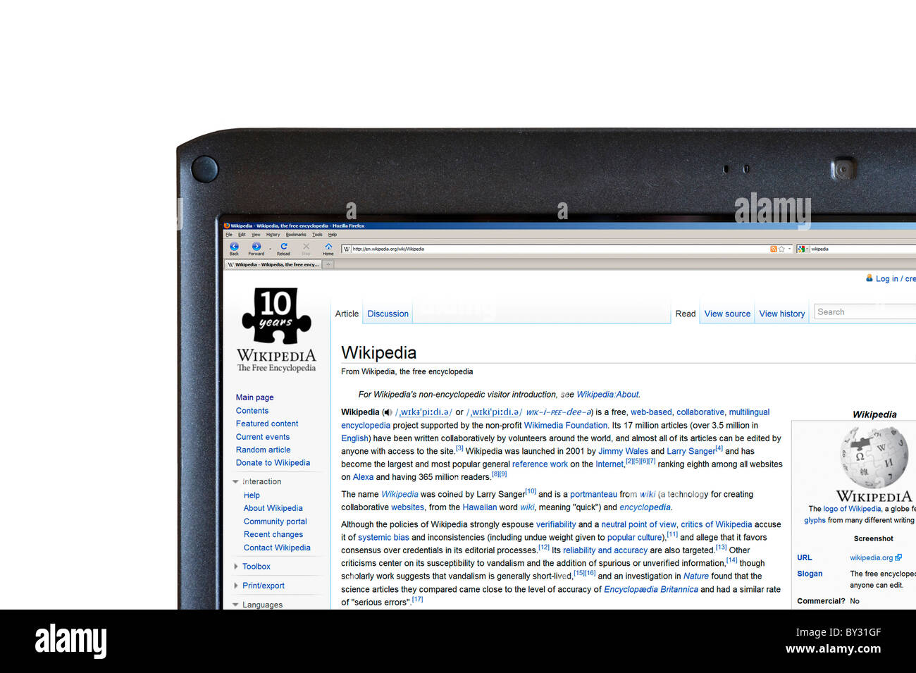 Looking at the Wikipedia site on a Laptop Computer, UK Stock Photo - Alamy