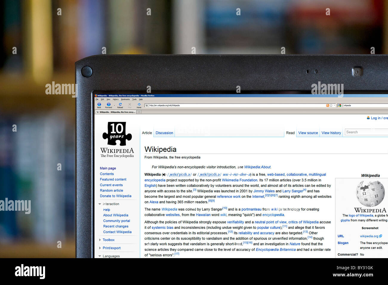 Looking at the wikpedia page on the Wikipedia site, UK Stock Photo - Alamy