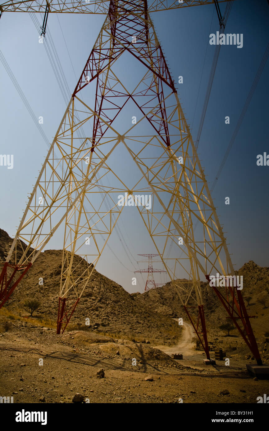 power plant electricity pylons pylon cable line Stock Photo - Alamy