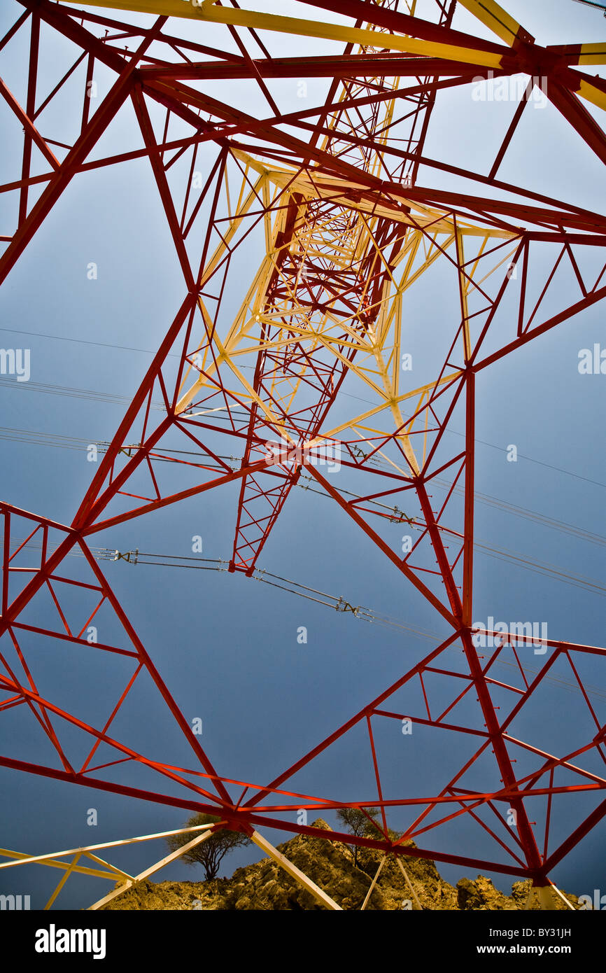 power plant electricity pylons pylon cable line Stock Photo - Alamy