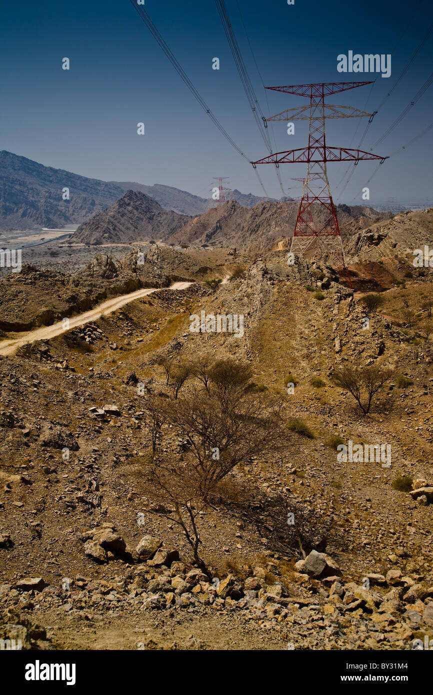 power plant electricity pylons pylon cable line Stock Photo - Alamy