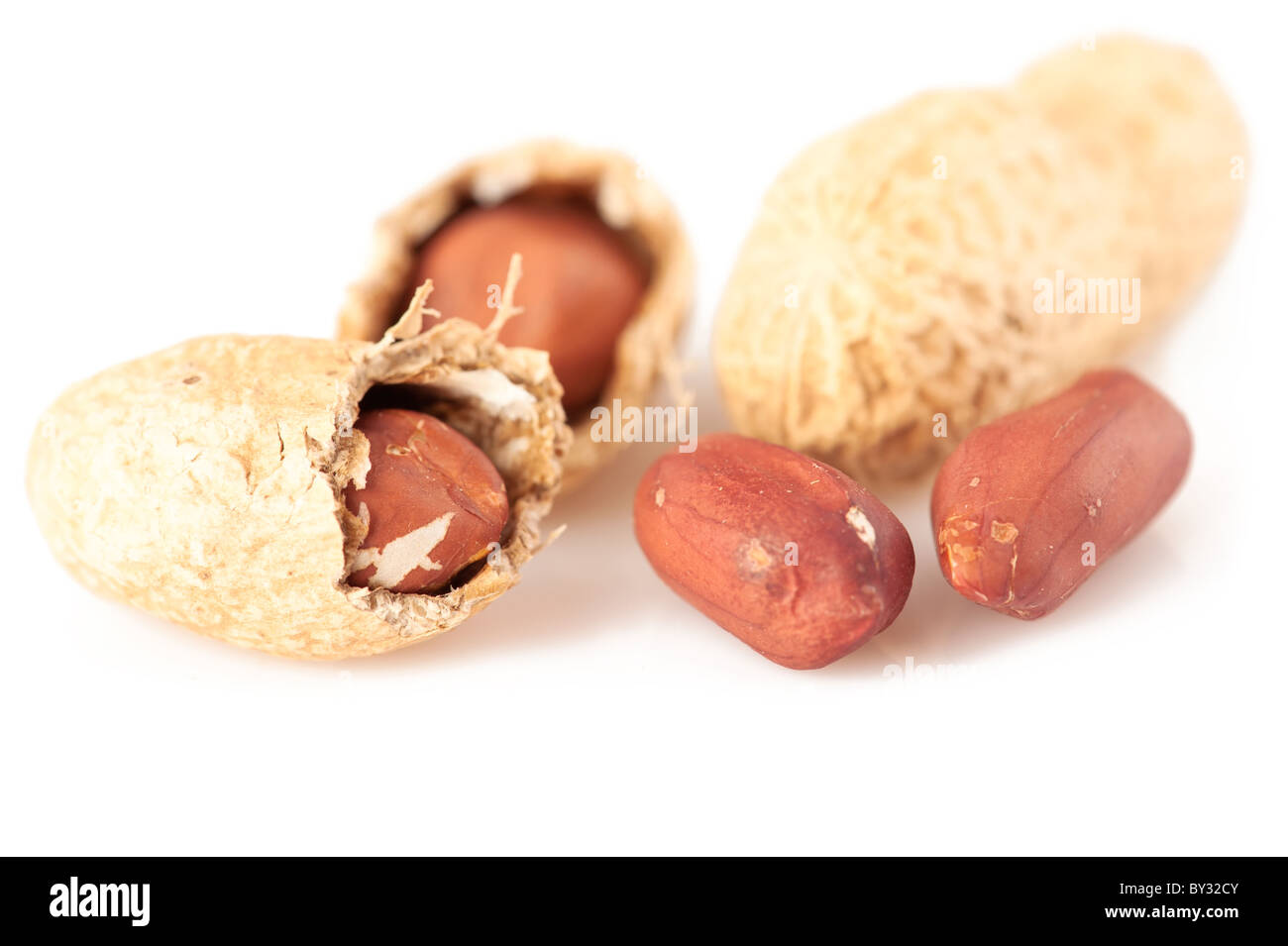 Group of peanuts over white background Stock Photo - Alamy