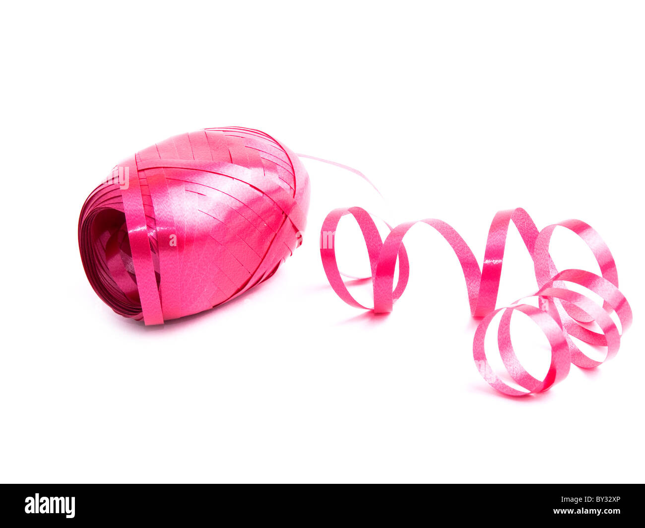 Pink ribbon on white background Stock Photo - Alamy
