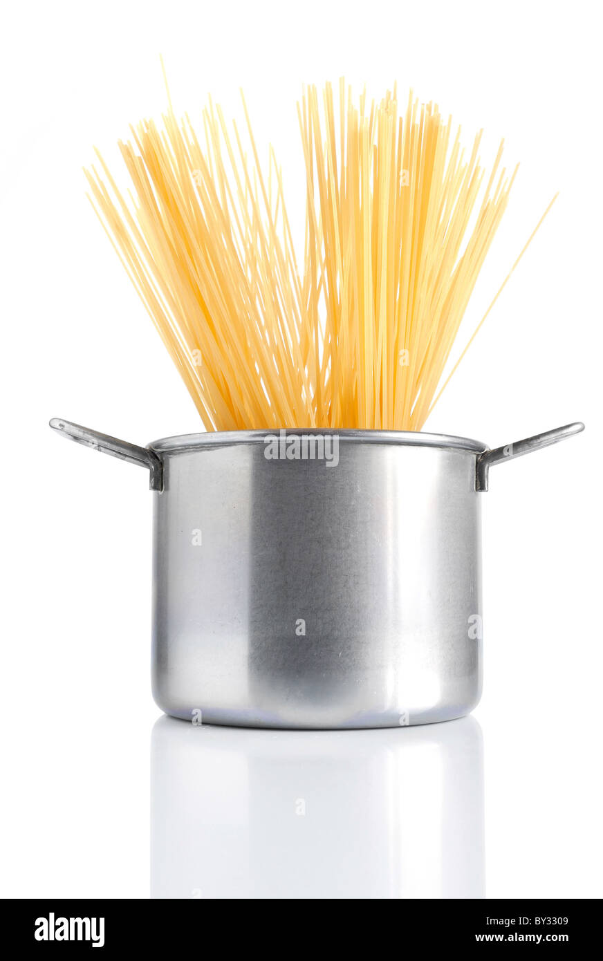 group of spaghetti inside a pot isolated on white background Stock ...