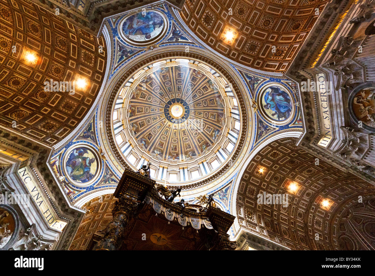 Interior of St. Peter's Basilica showing dome Vatican City, Italy Stock ...