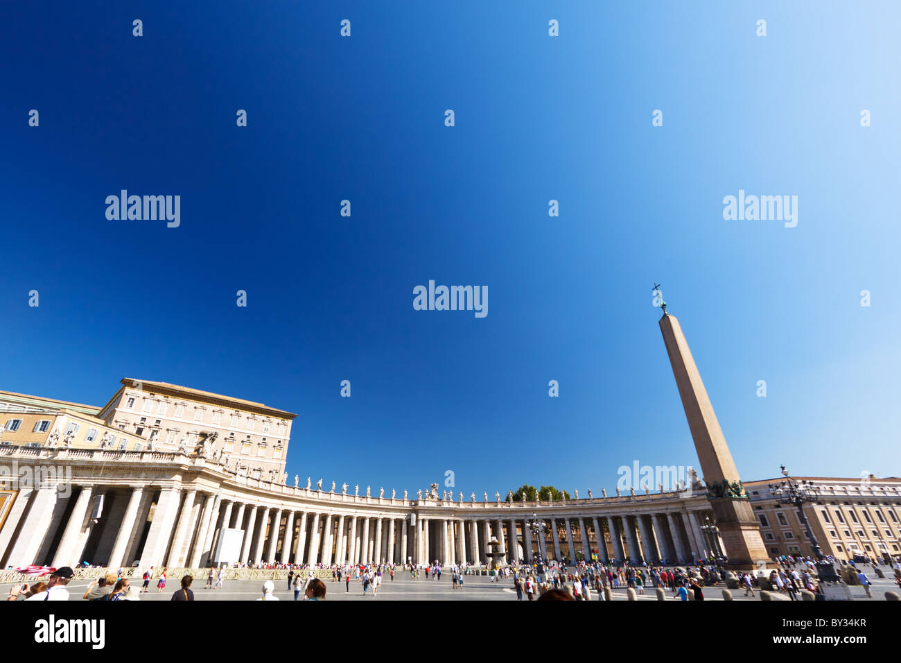 St. Peter's Square showing Tuscan Colonnades and Vatican Obelisk ...