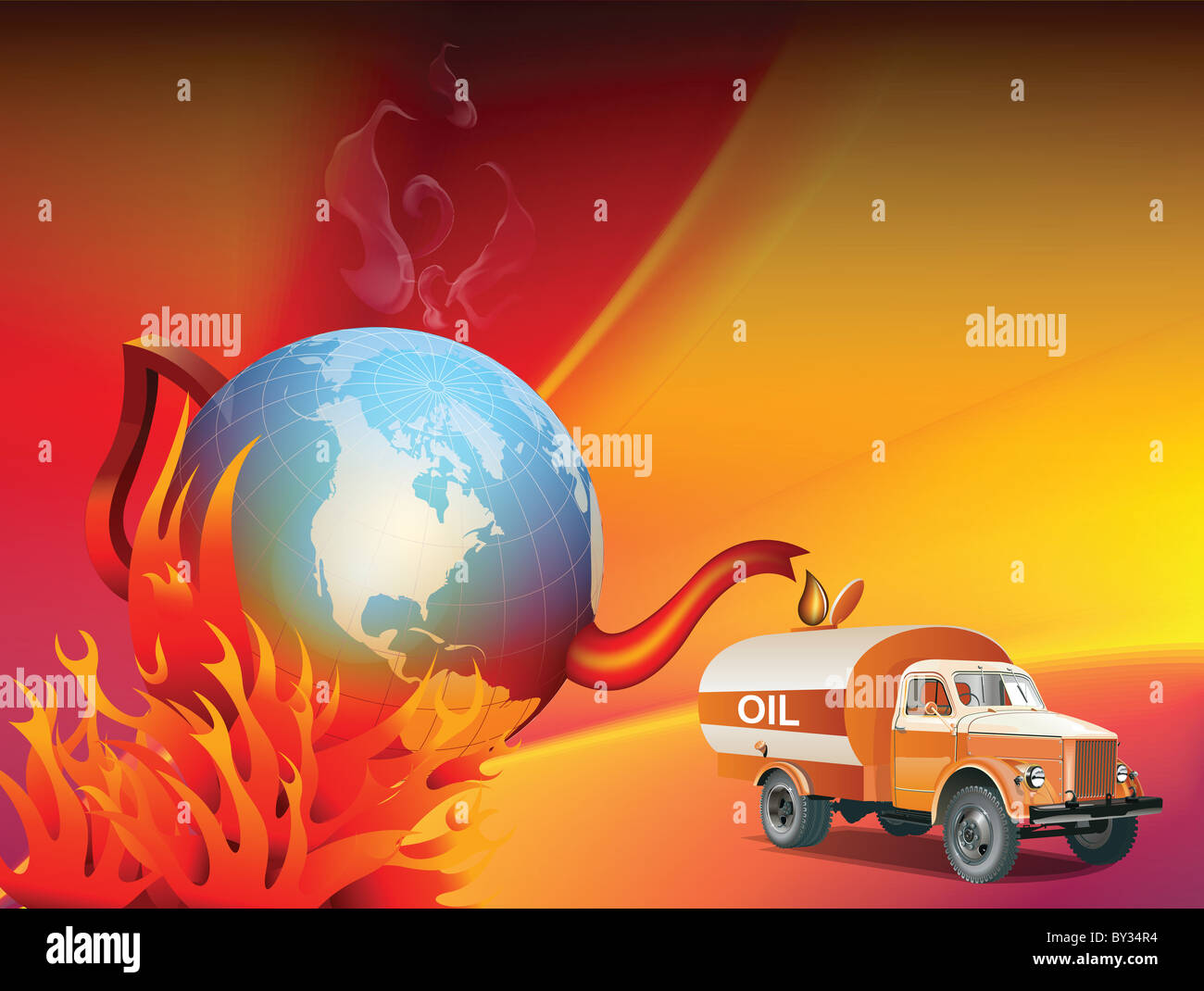An illustration on global warming and climate change, showing a boiling ...
