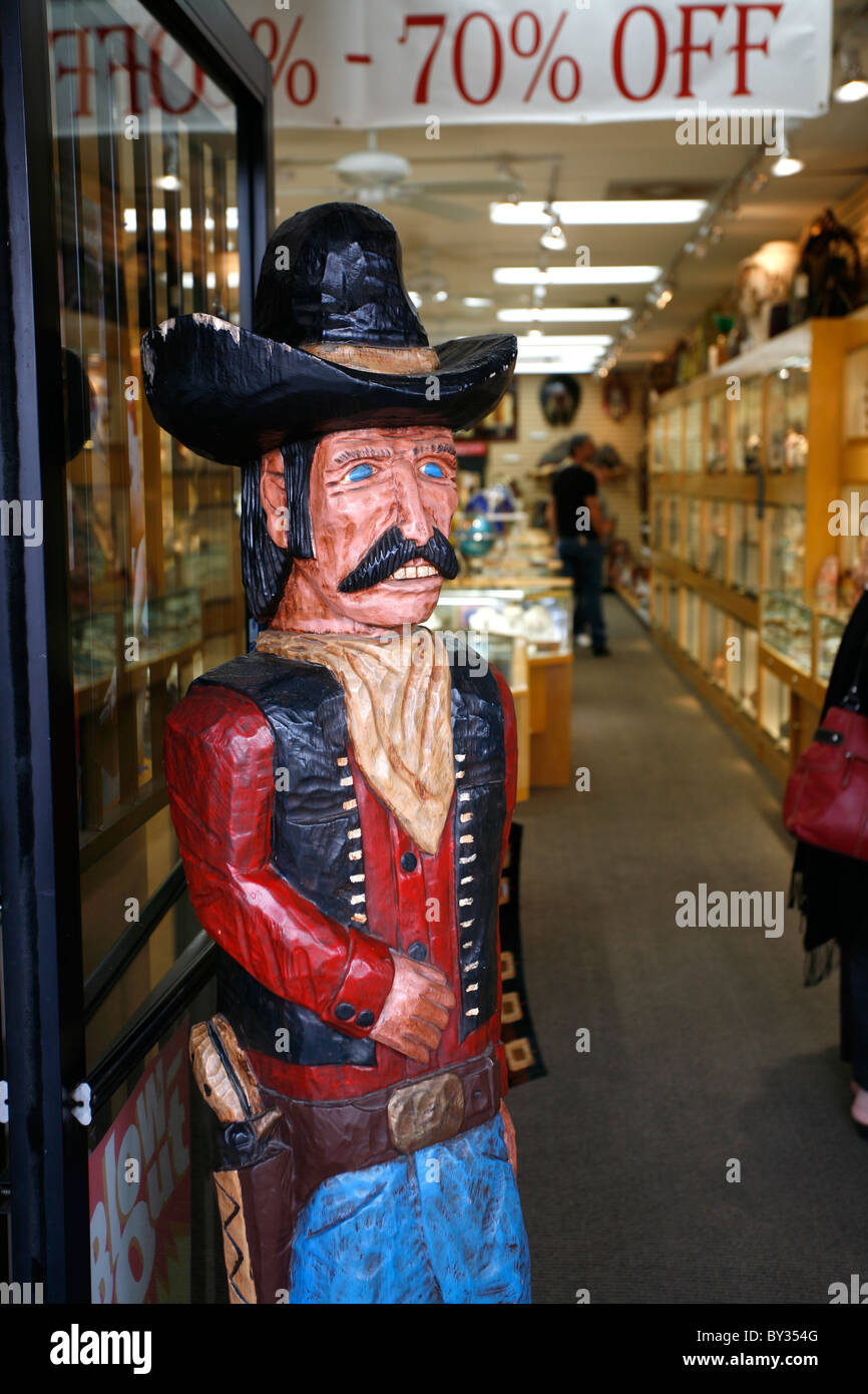 Wooden cowboy at shop in Old Town Scottsdale, Arizona Stock Photo - Alamy