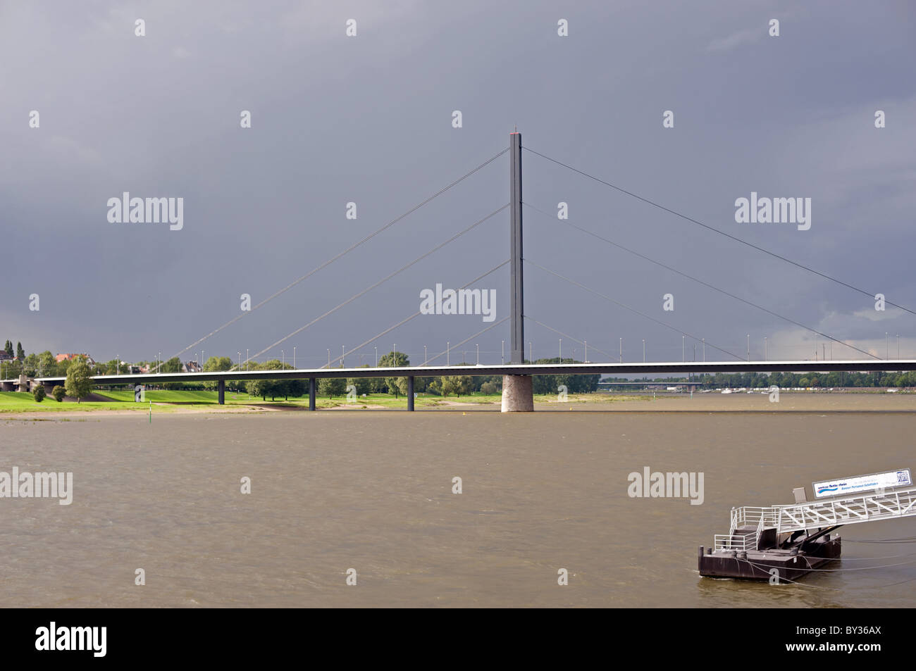 River Rhine and road bridge, Dusseldorf, Germany Stock Photo - Alamy