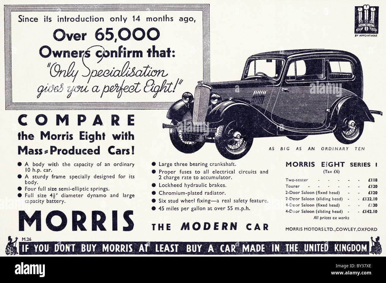 Original advert for Morris Motors Ltd Morris Eight Series 1 car ...