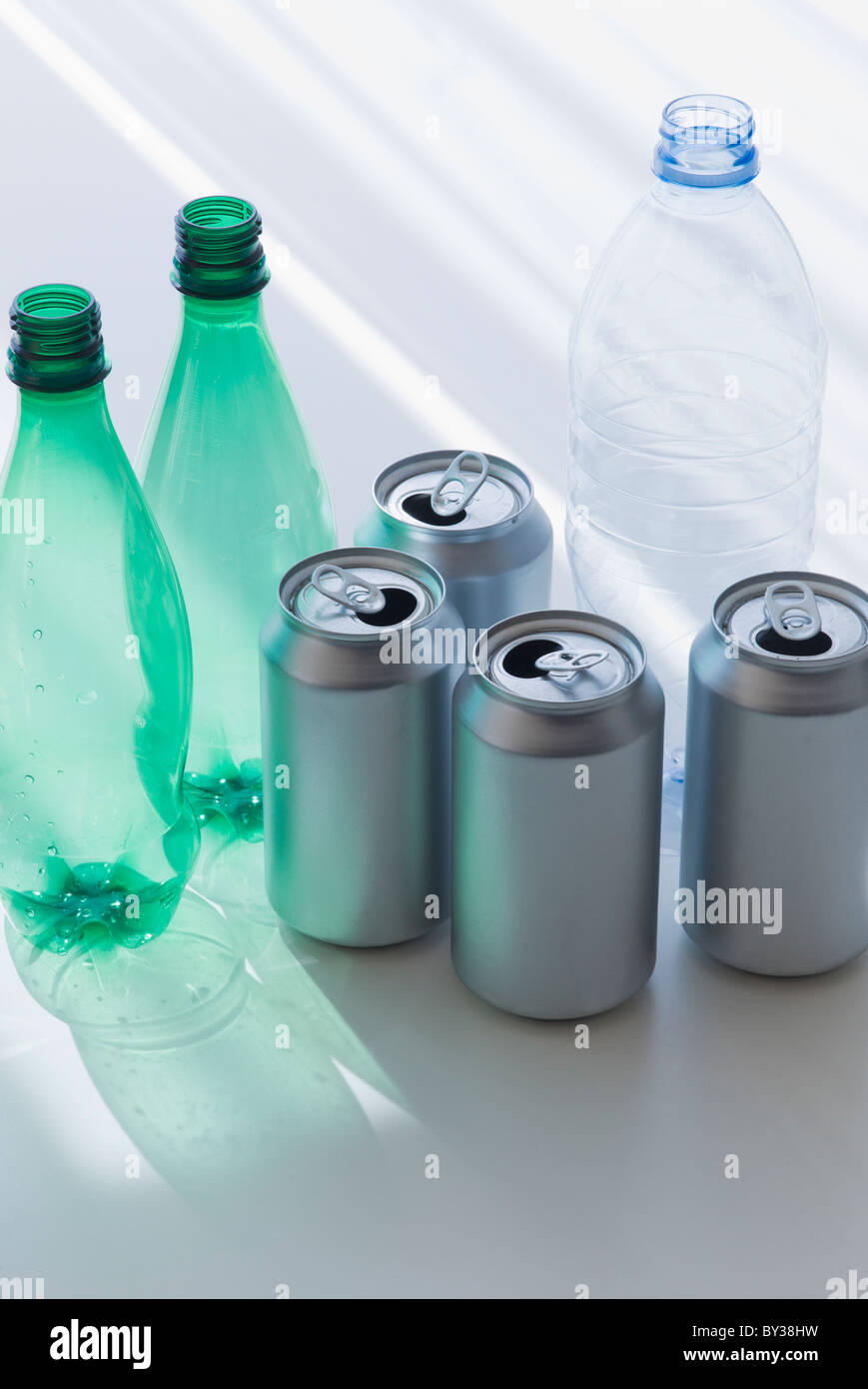 Plastic bottles and cans for recycling Stock Photo - Alamy