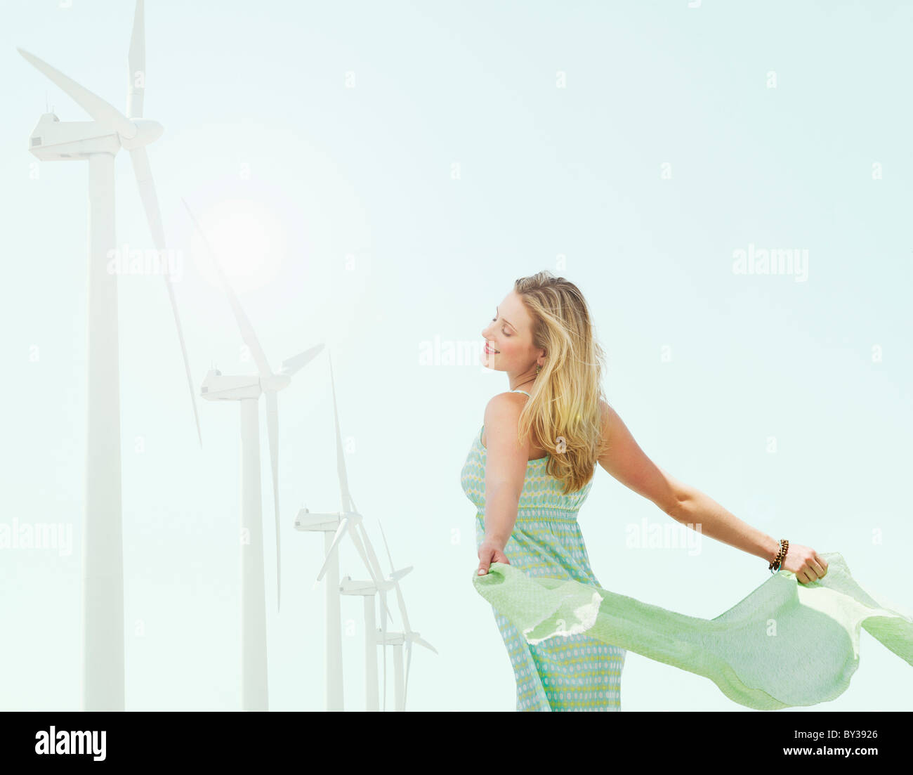 Woman wind turbine hi-res stock photography and images - Alamy