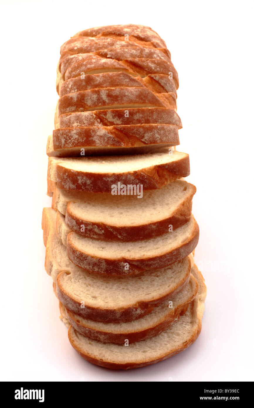A sliced loaf of white bread from above Stock Photo - Alamy