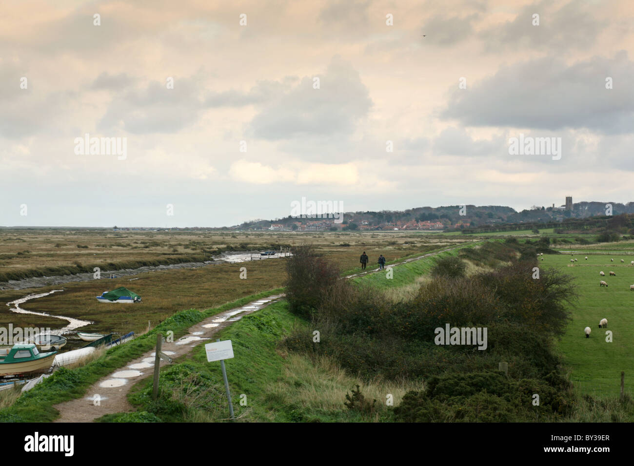 View from Morston Quay towards Blakeney on the North Norfolk coast, UK ...