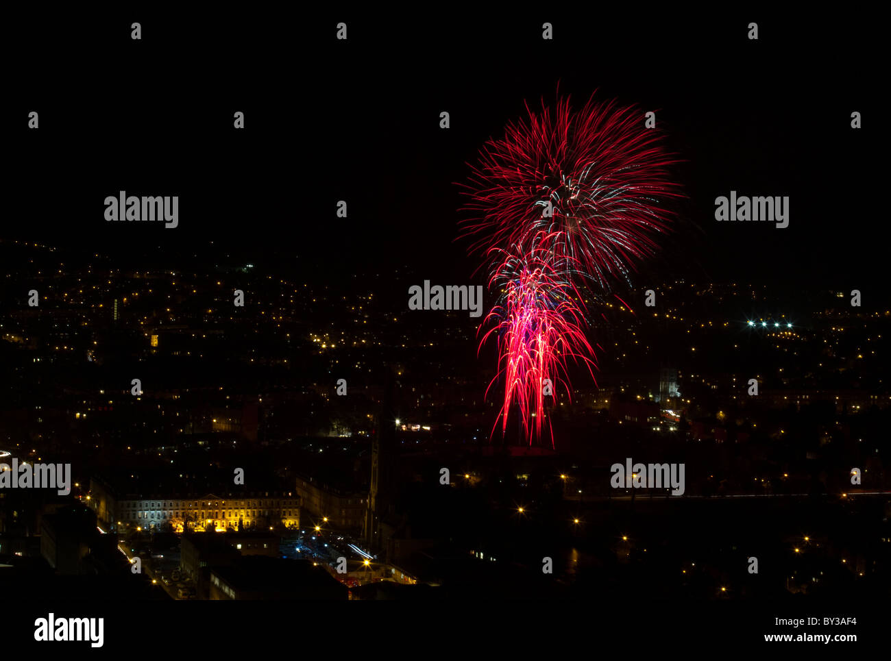 Firework display over Bath city centre Stock Photo - Alamy