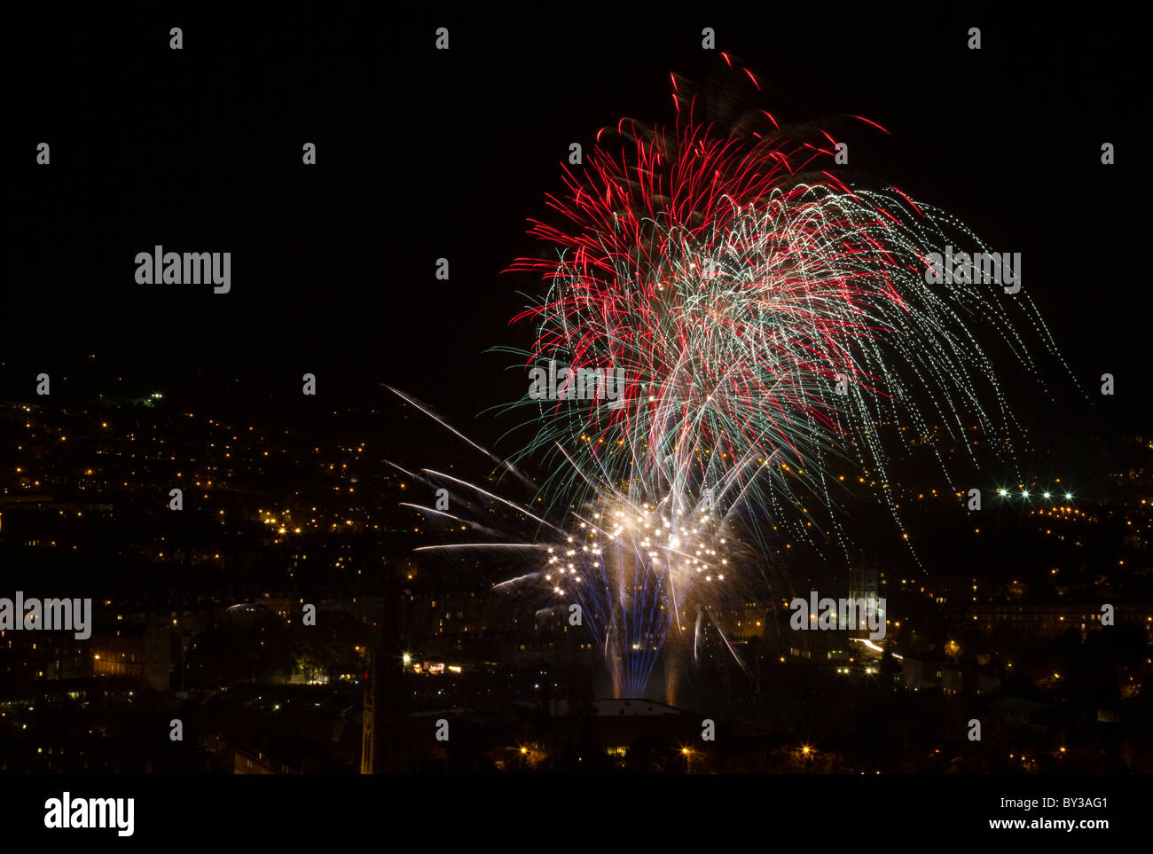 Firework display over Bath city centre Stock Photo - Alamy