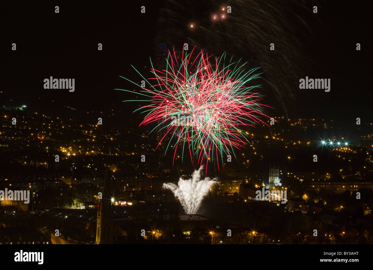 Firework display over Bath city centre Stock Photo - Alamy