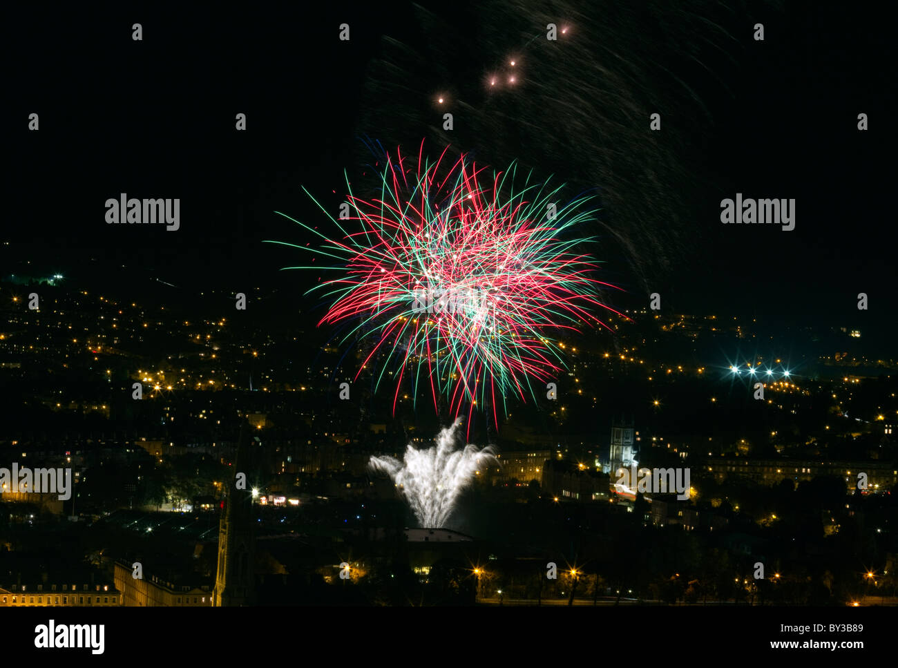 Firework display over Bath city centre Stock Photo - Alamy