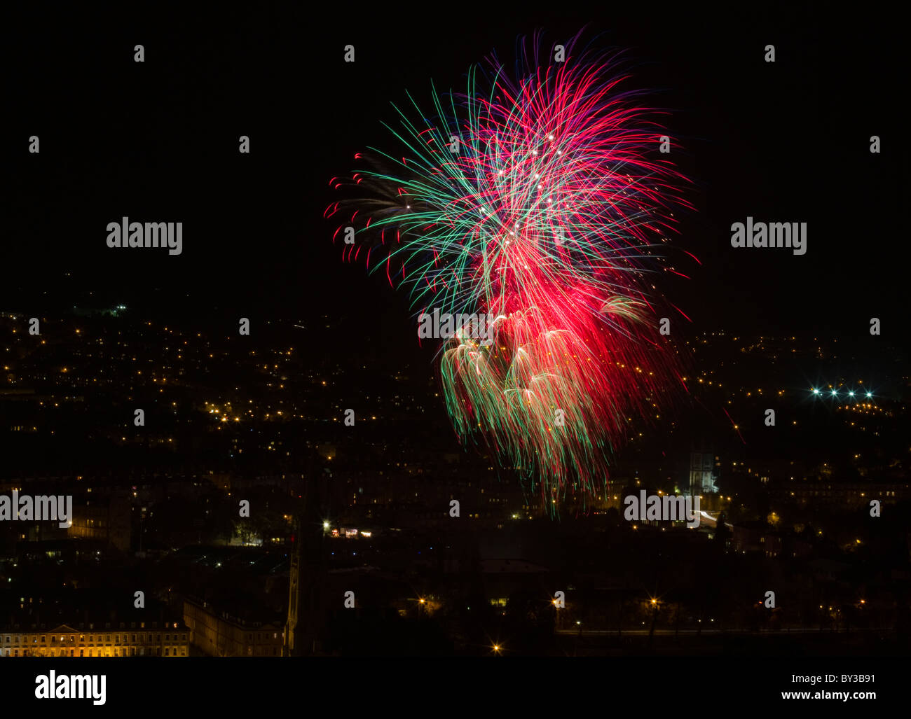 Firework display over Bath city centre Stock Photo - Alamy
