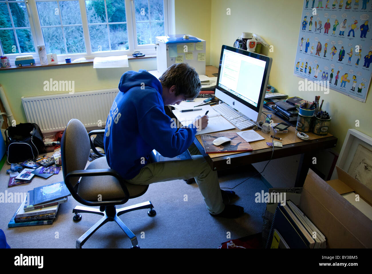 Student writing desk in untidy hi-res stock photography and images - Alamy
