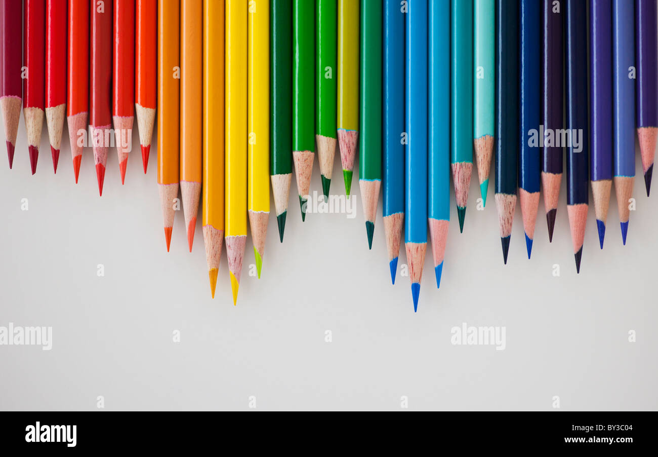 Row of colorful pencils Stock Photo - Alamy