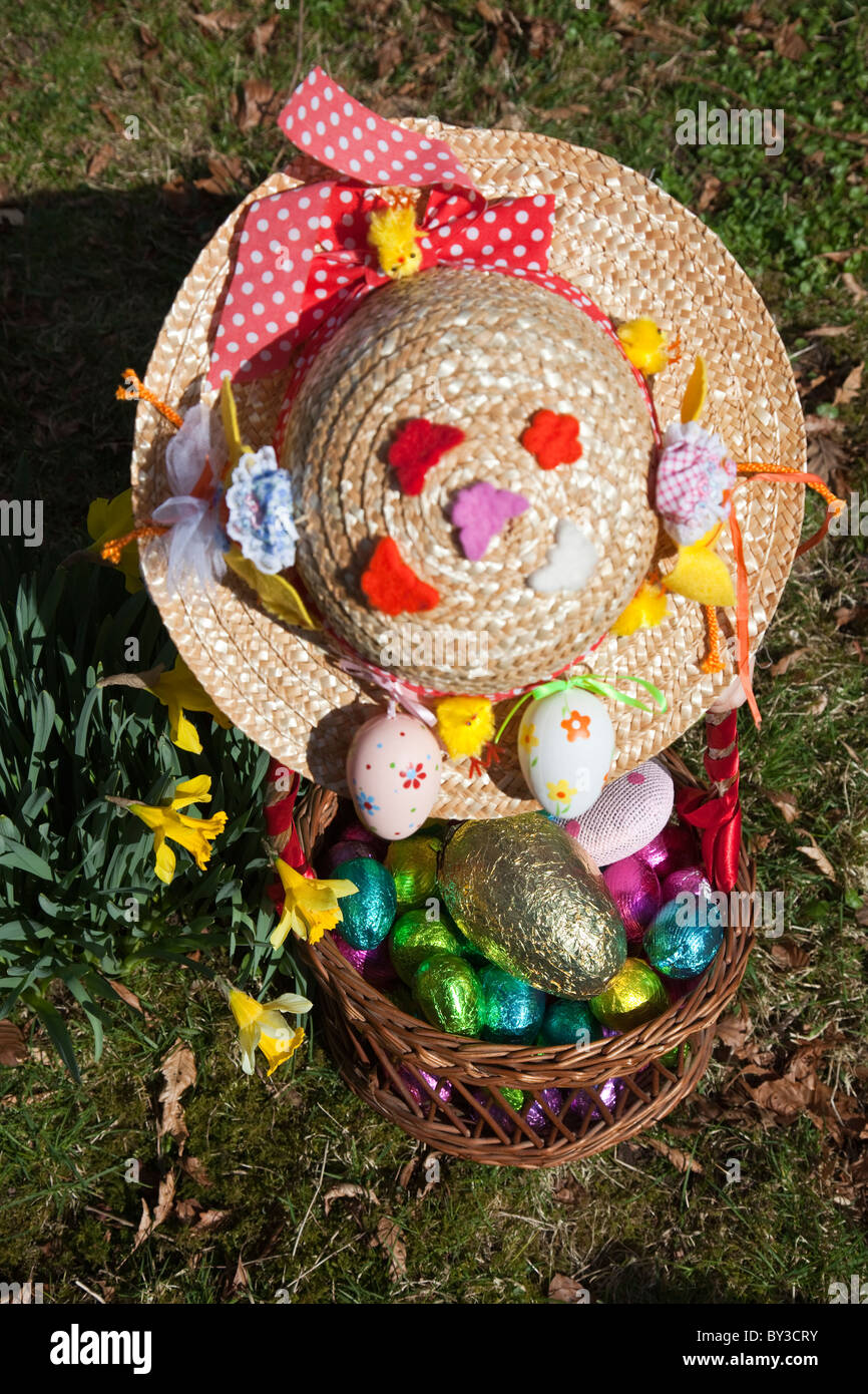 Girl on an Easter egg hunt in Lancashire, UK Stock Photo - Alamy