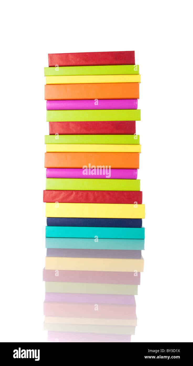 Stack of color books isolated on white Stock Photo - Alamy