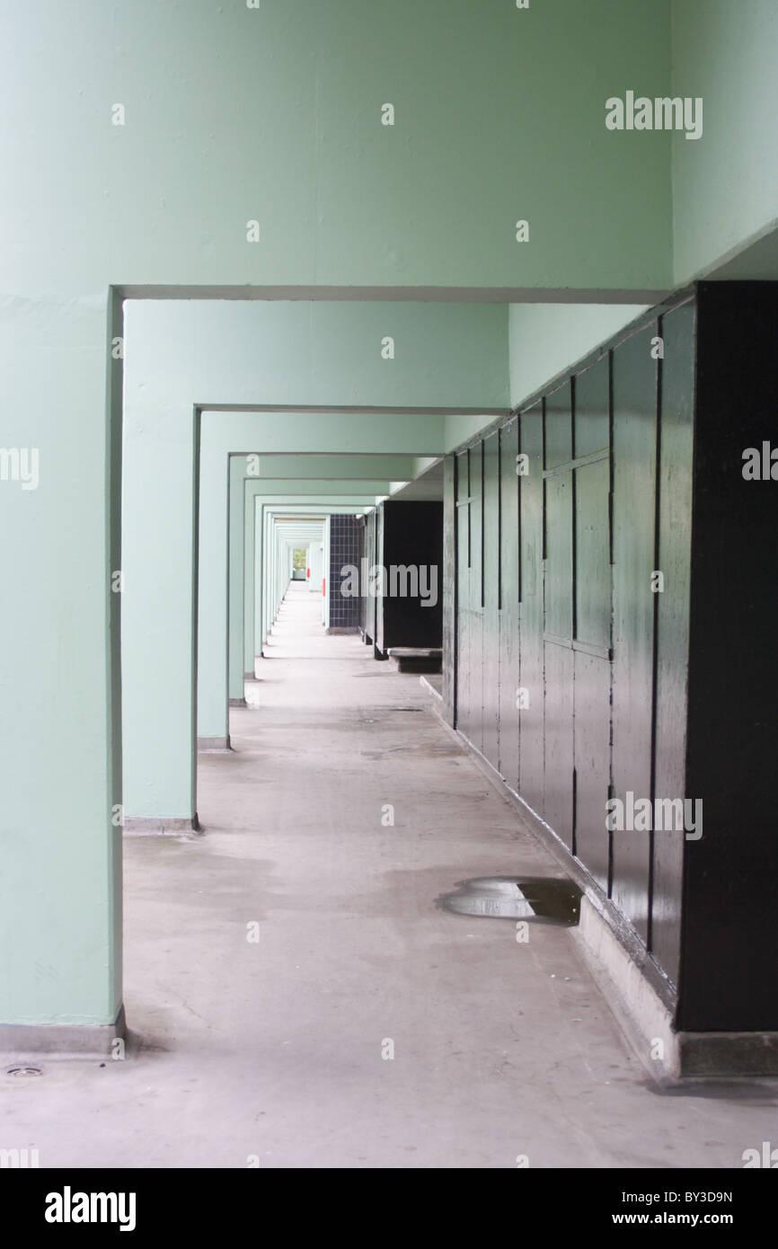 long external corridor with columns Stock Photo - Alamy