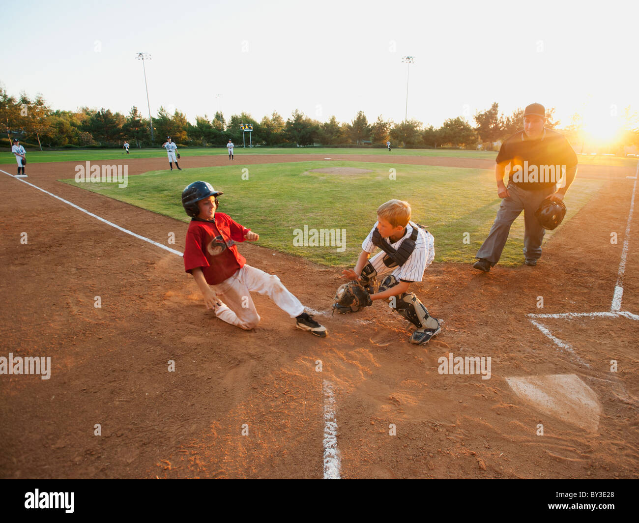 USA, California, Ladera Ranch, boys (10-11) playing baseball Stock ...