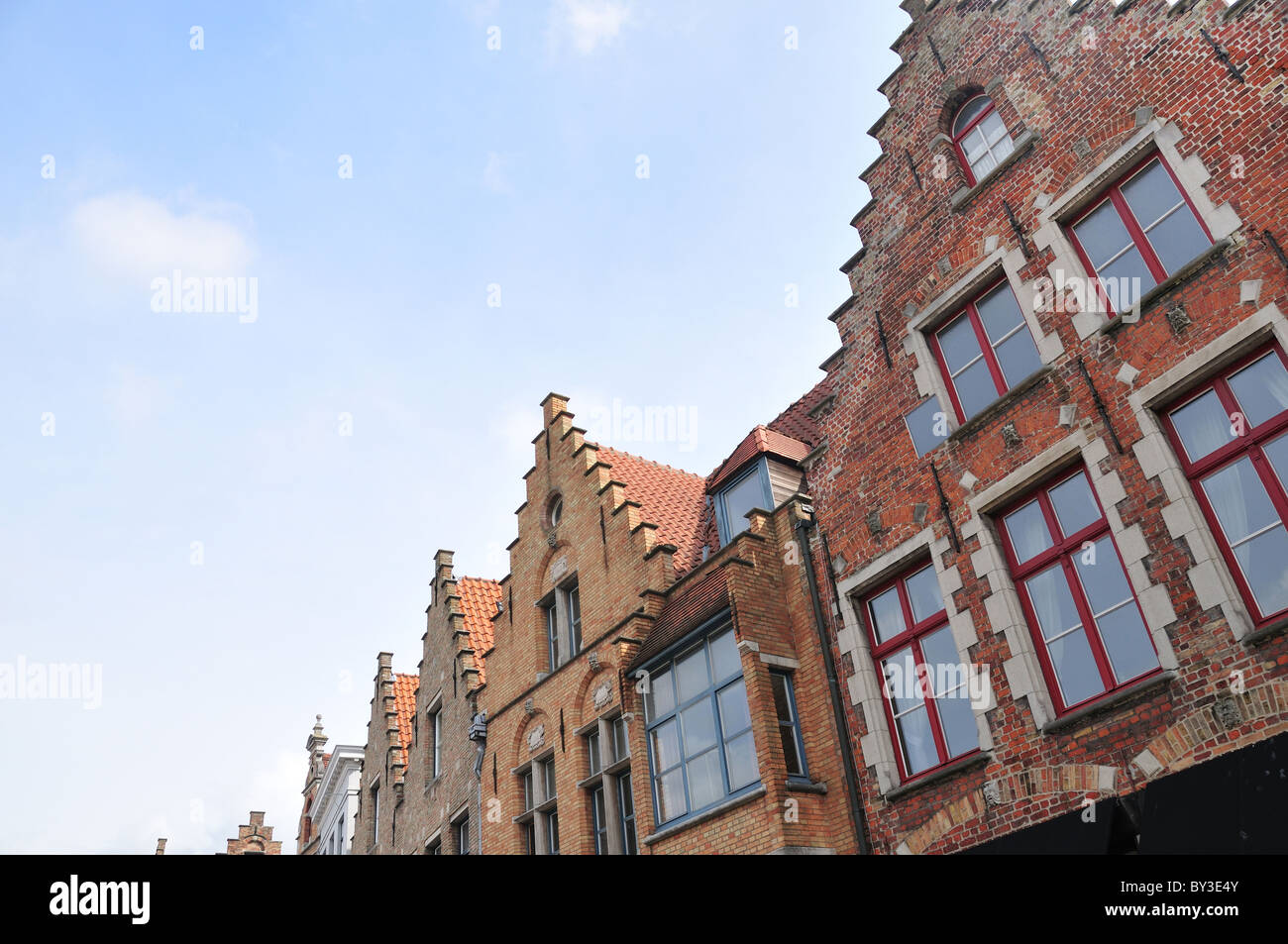 Flemish style gabled houses in Brugge, Belgium (architecture detail ...