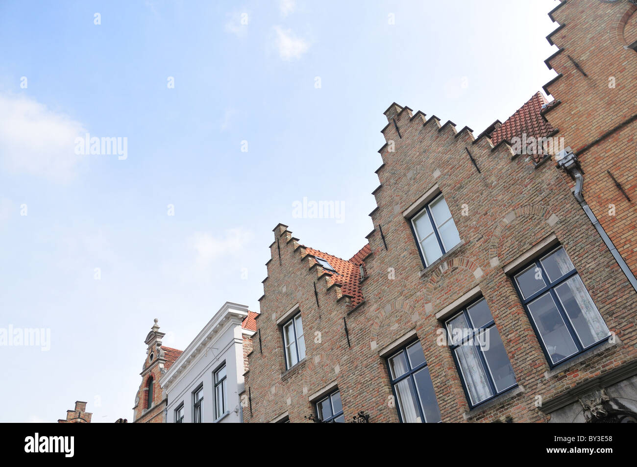 Flemish style gabled houses in Brugge, Belgium (architecture detail ...