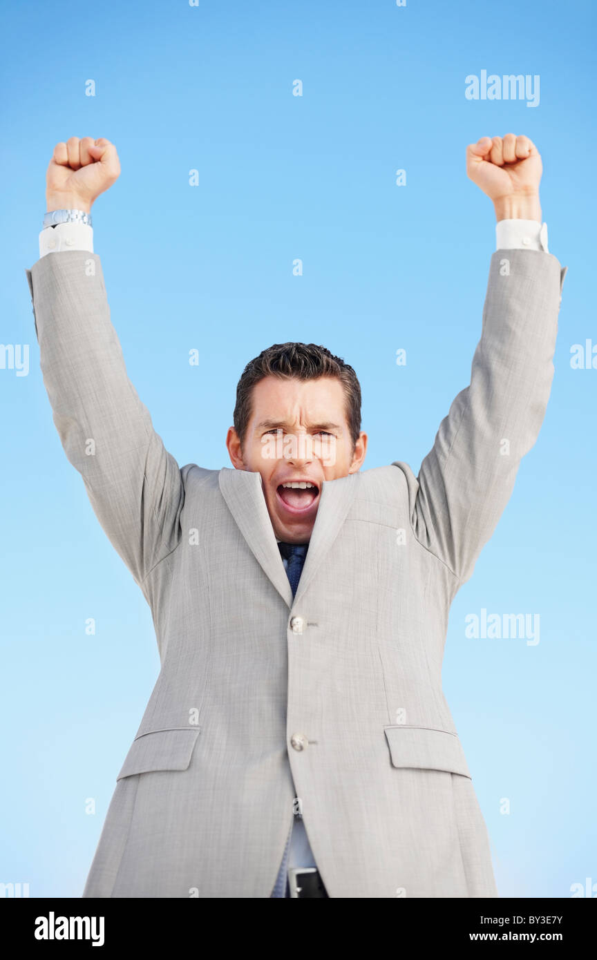 South Africa, Happy businessman, low angle view Stock Photo - Alamy