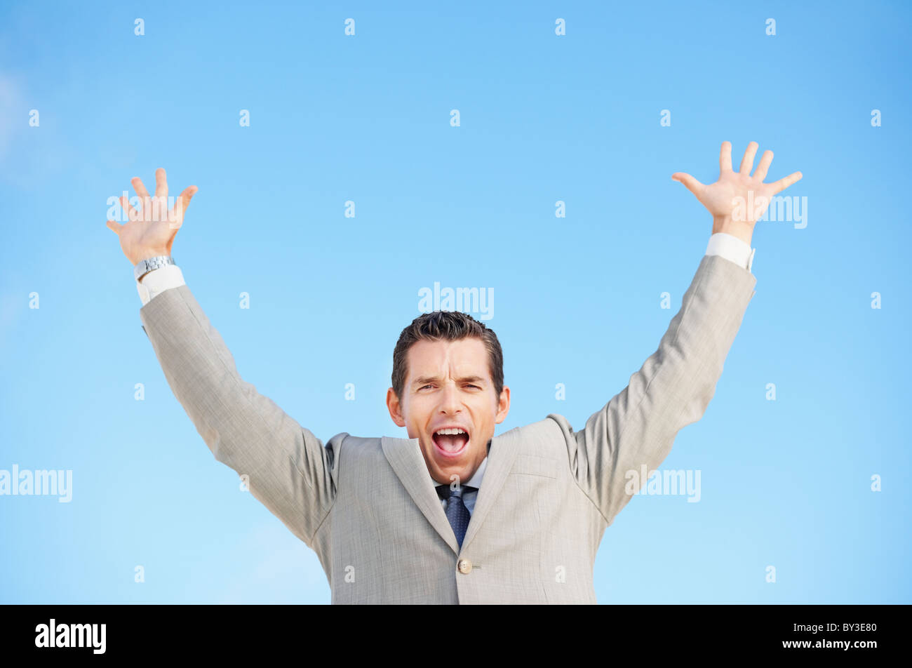 South Africa, Happy businessman, low angle view Stock Photo - Alamy