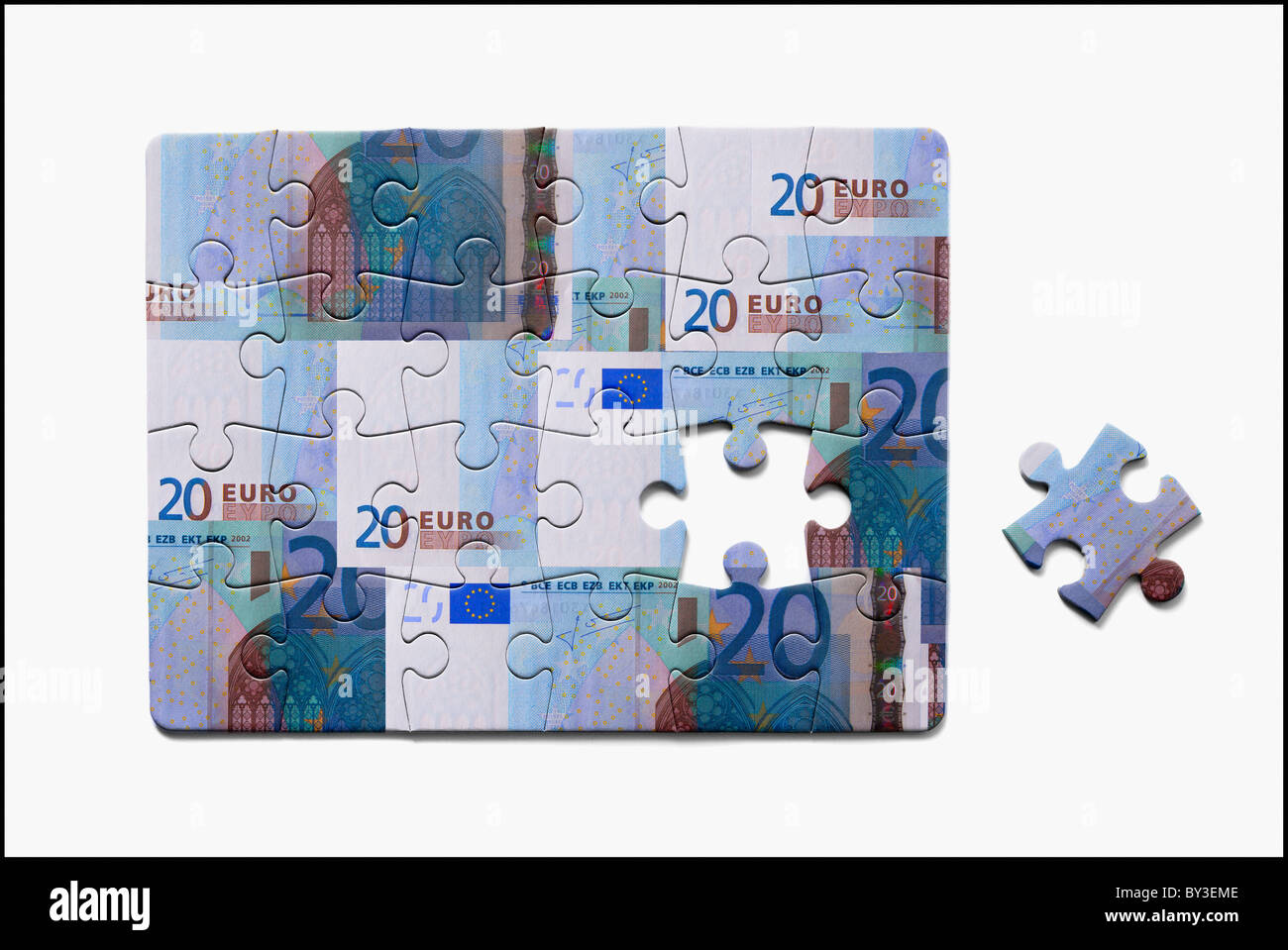 Jigsaw Puzzle with euro notes Stock Photo - Alamy