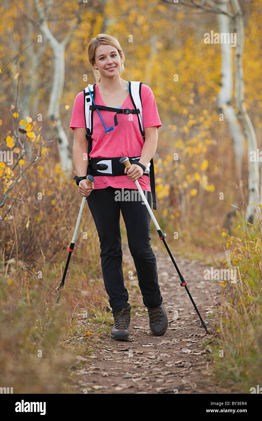 USA, Utah, young woman walking on trail Stock Photo - Alamy