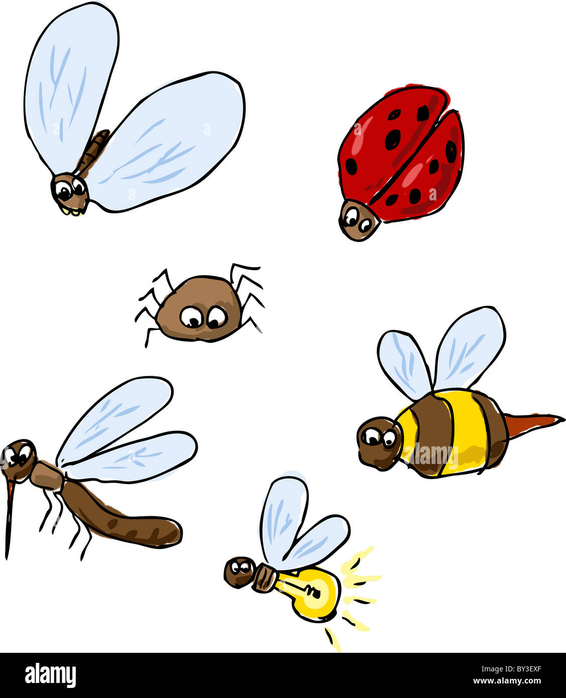 Cute cartoon bugs, insect illustration set Stock Photo - Alamy