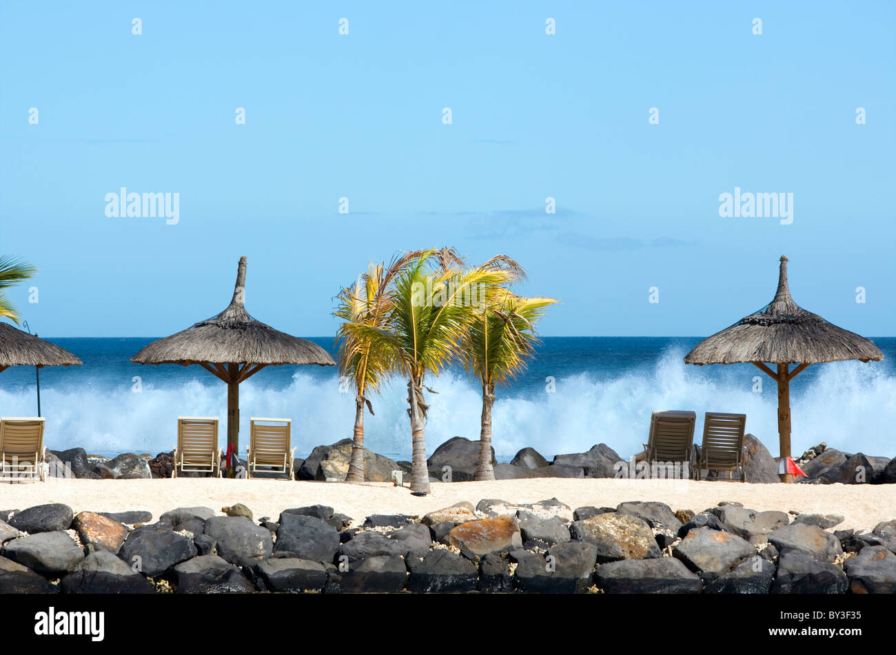Beach scene, Intercontinental Hotel, Balaclava, Mauritius Stock Photo ...
