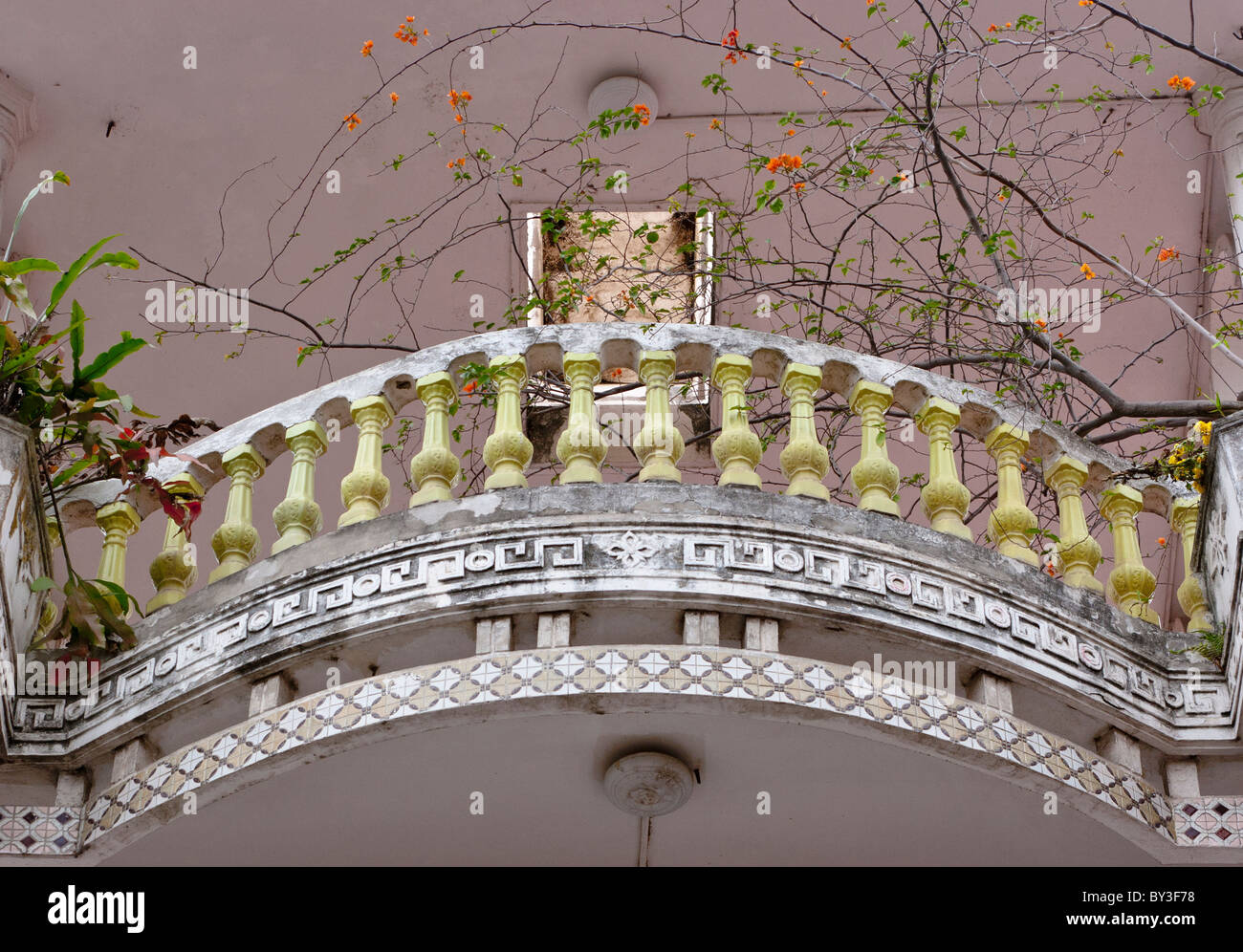 Architectural detail at Minh Hai in Viet Nam showing a balcony with a ...