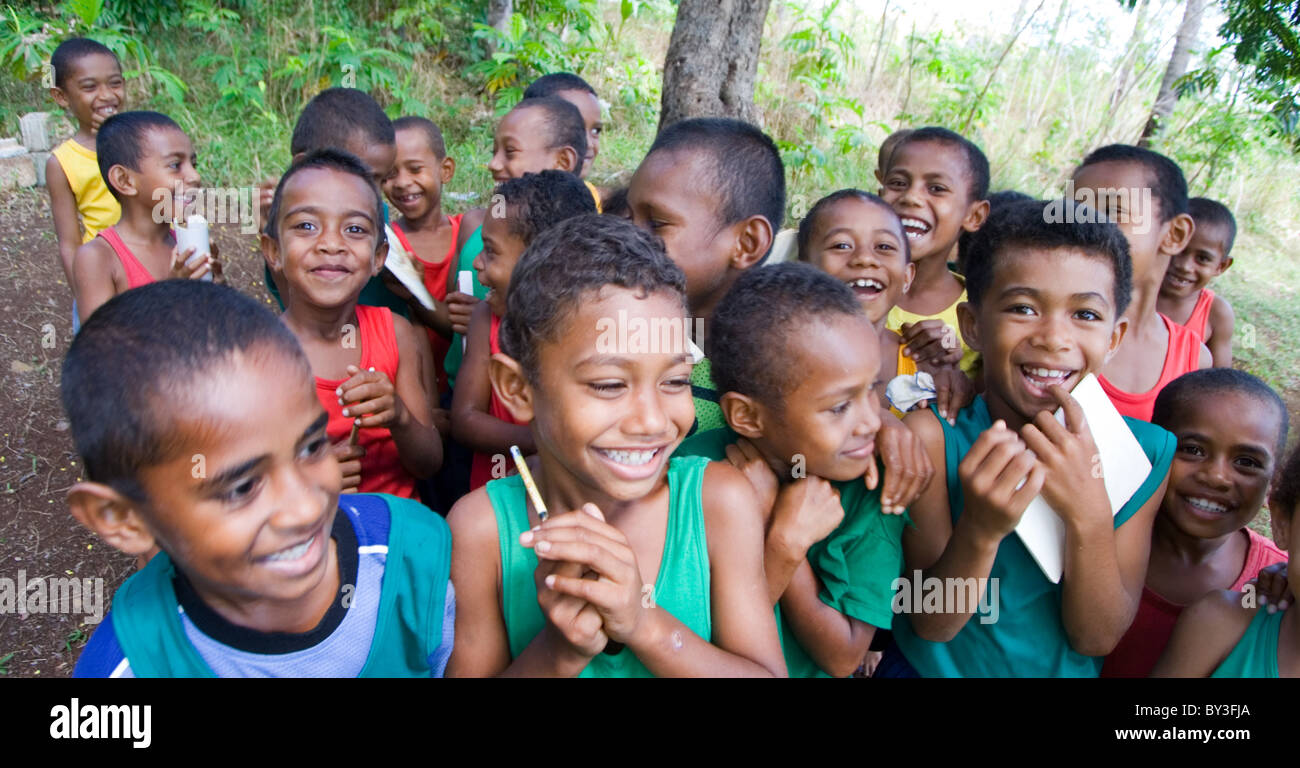 School Children Giggling & Laughing in a Playground, Vanua Levu, Fiji ...