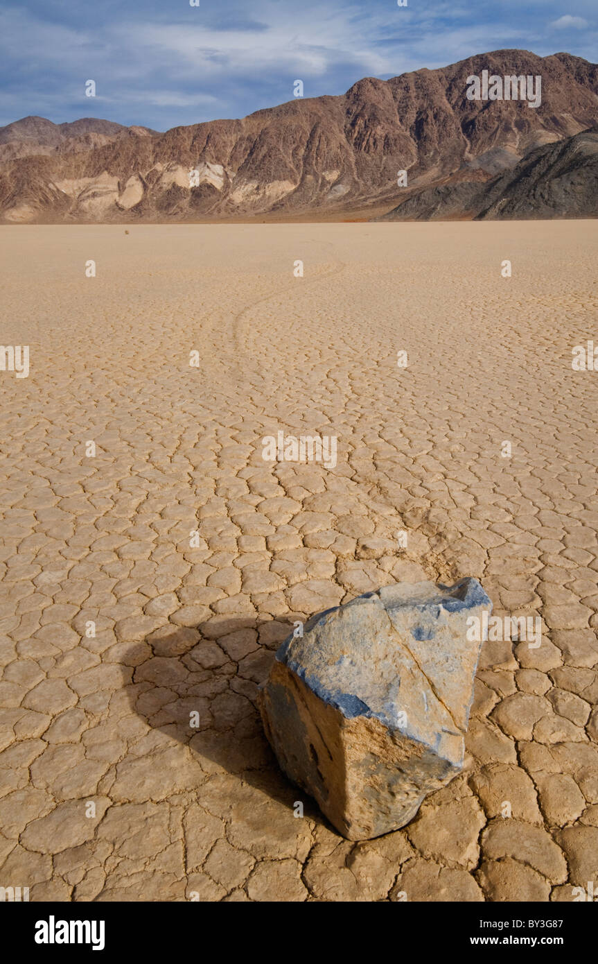 USA, California, Moving rock in desert Stock Photo - Alamy